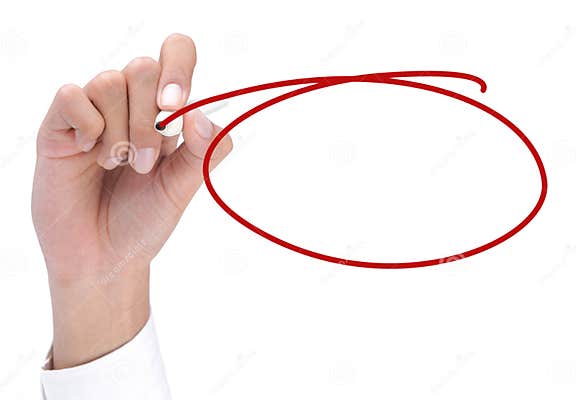 Hand drawing a red circle stock photo. Image of communication - 21897280