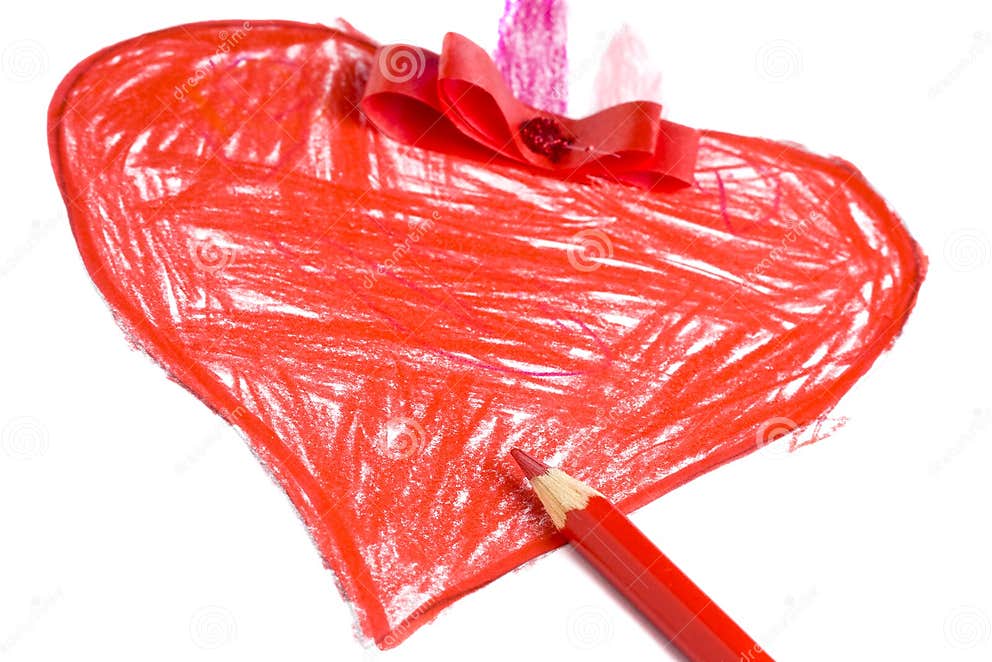 Hand Drawing Red Heart stock image. Image of education - 37621189