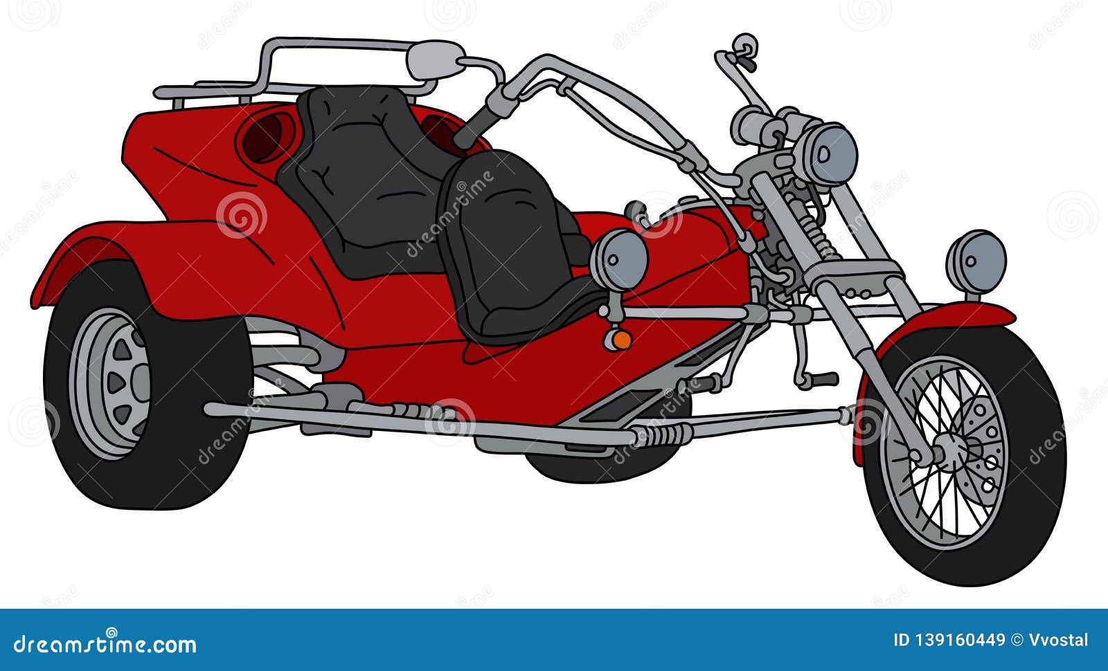 Set Of Motor Trike Cartoon Icon Design Template With Various Models ...