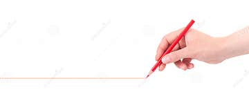 Hand Drawing Red Line with Pencil Stock Photo - Image of pencil, line ...