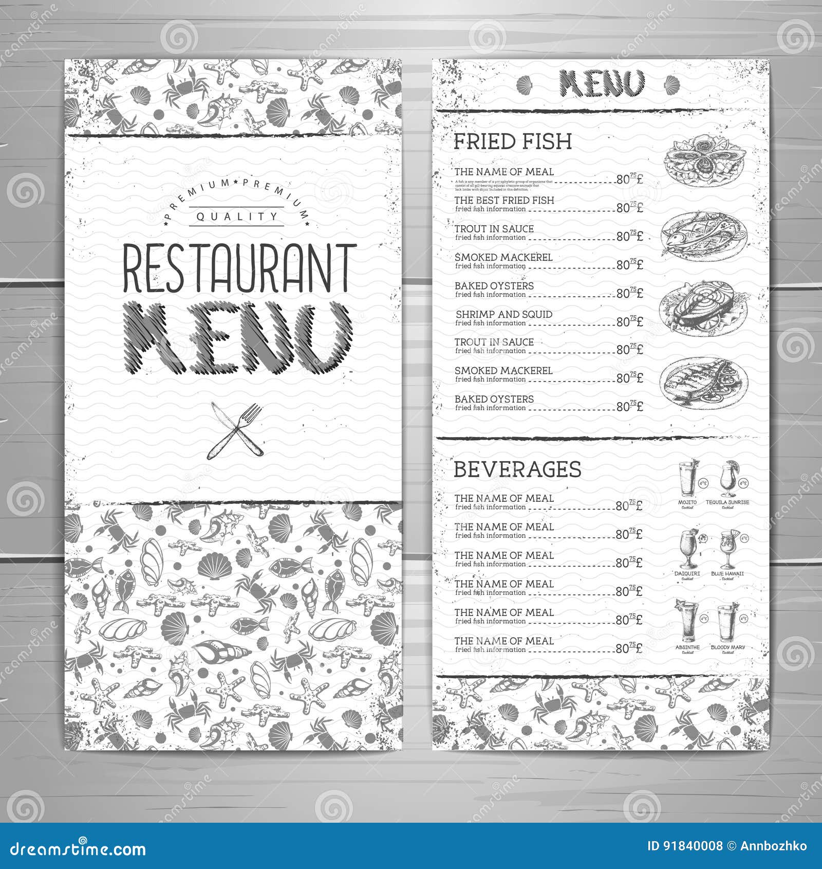 Hand Drawing Restaurant Menu Design Vector Illustration | CartoonDealer ...