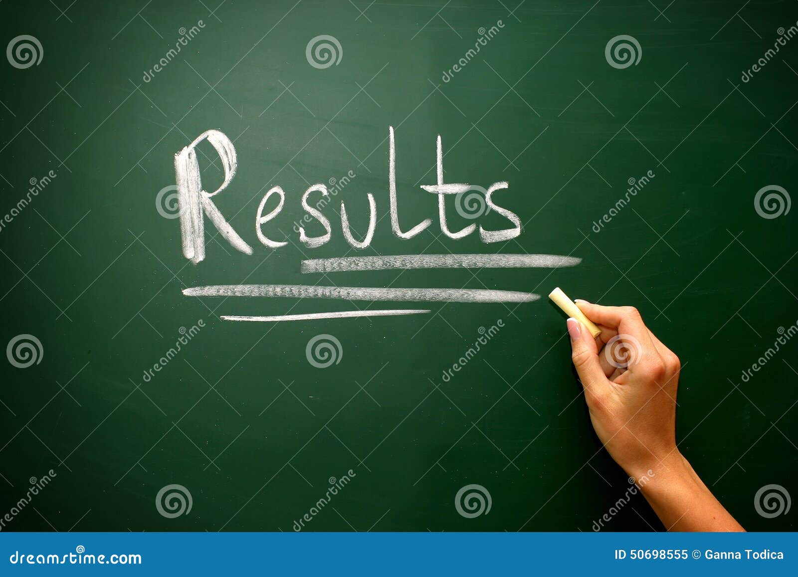 Hand Drawing Results with Halk on Blackboard Stock Image - Image of ...