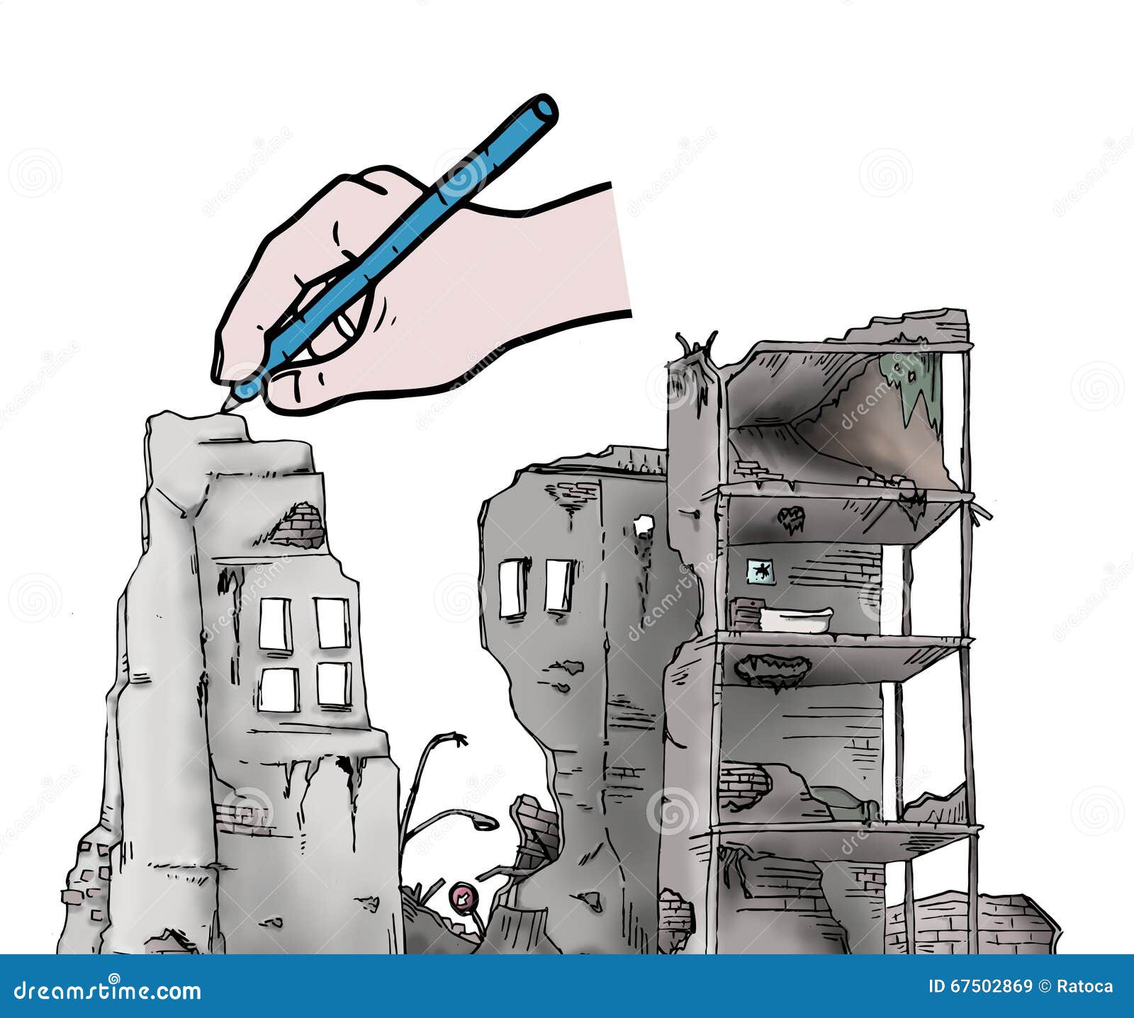 Hand drawing ruins stock illustration. Illustration of draw - 67502869