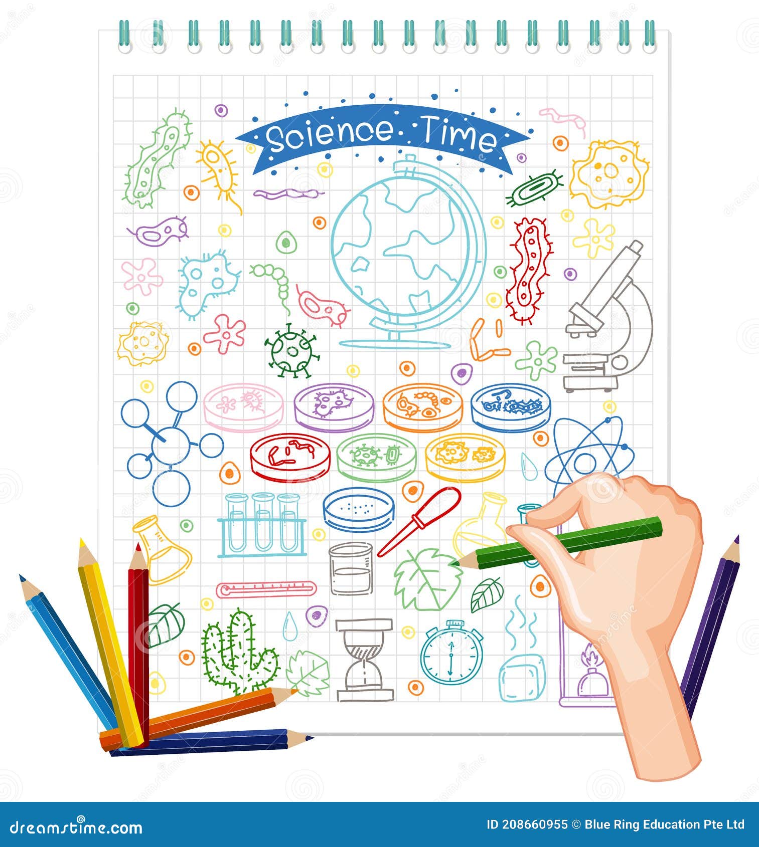 Hand Drawing Science Element Doodle on Paper Stock Vector ...