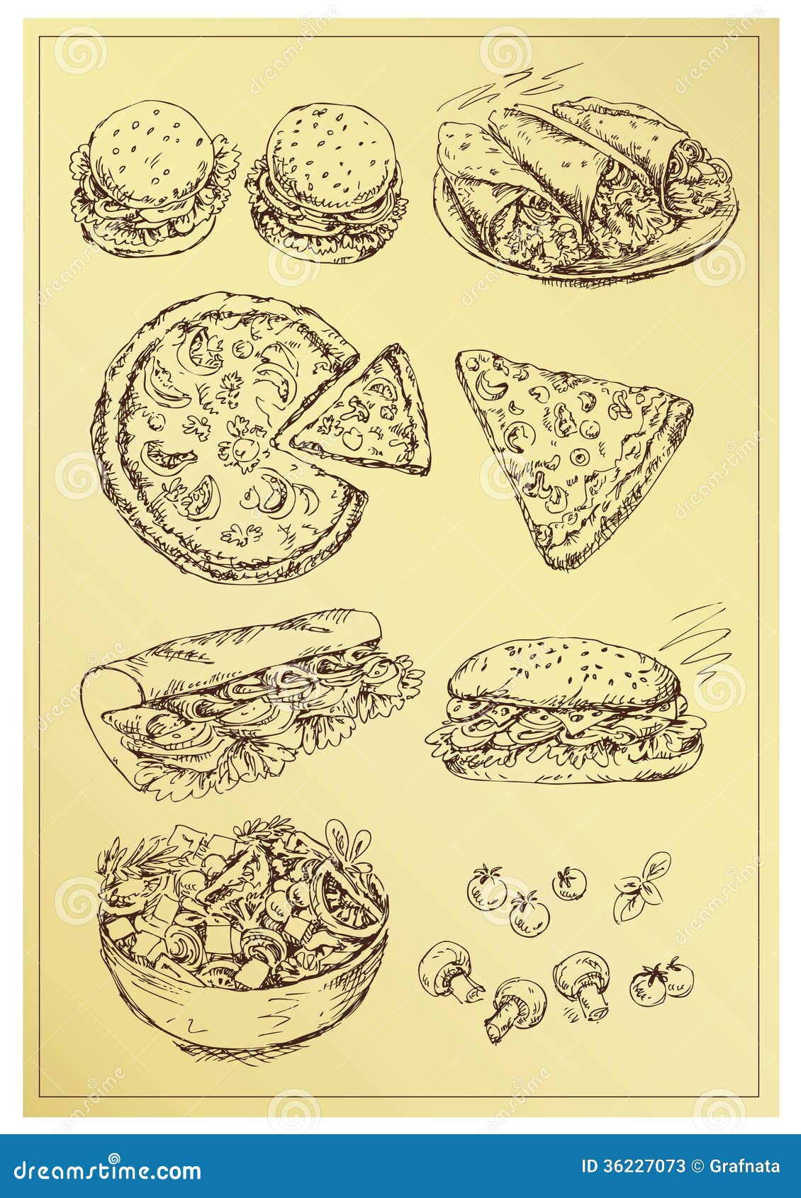 Hand Drawing Set of Sandwiches Stock Vector - Illustration of studio ...