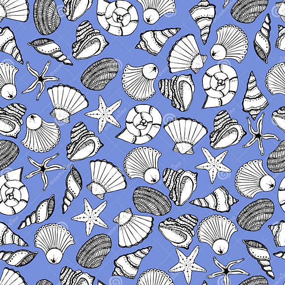 Hand Drawing Shell Pattern for Postcard Banner Textile Stock ...