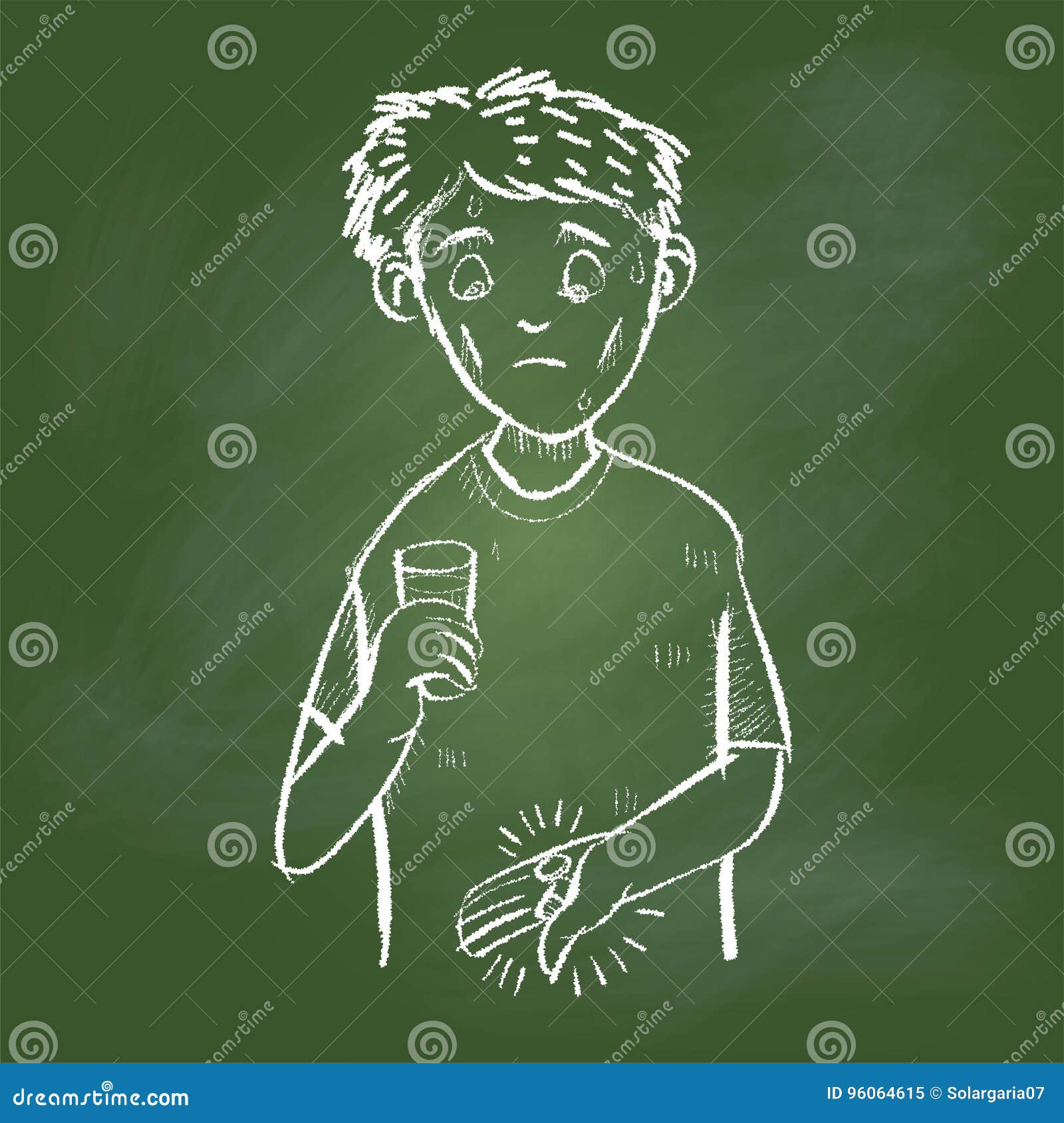 Hand Drawing Sick Man on Green Board -Vector Illustration Stock Vector ...