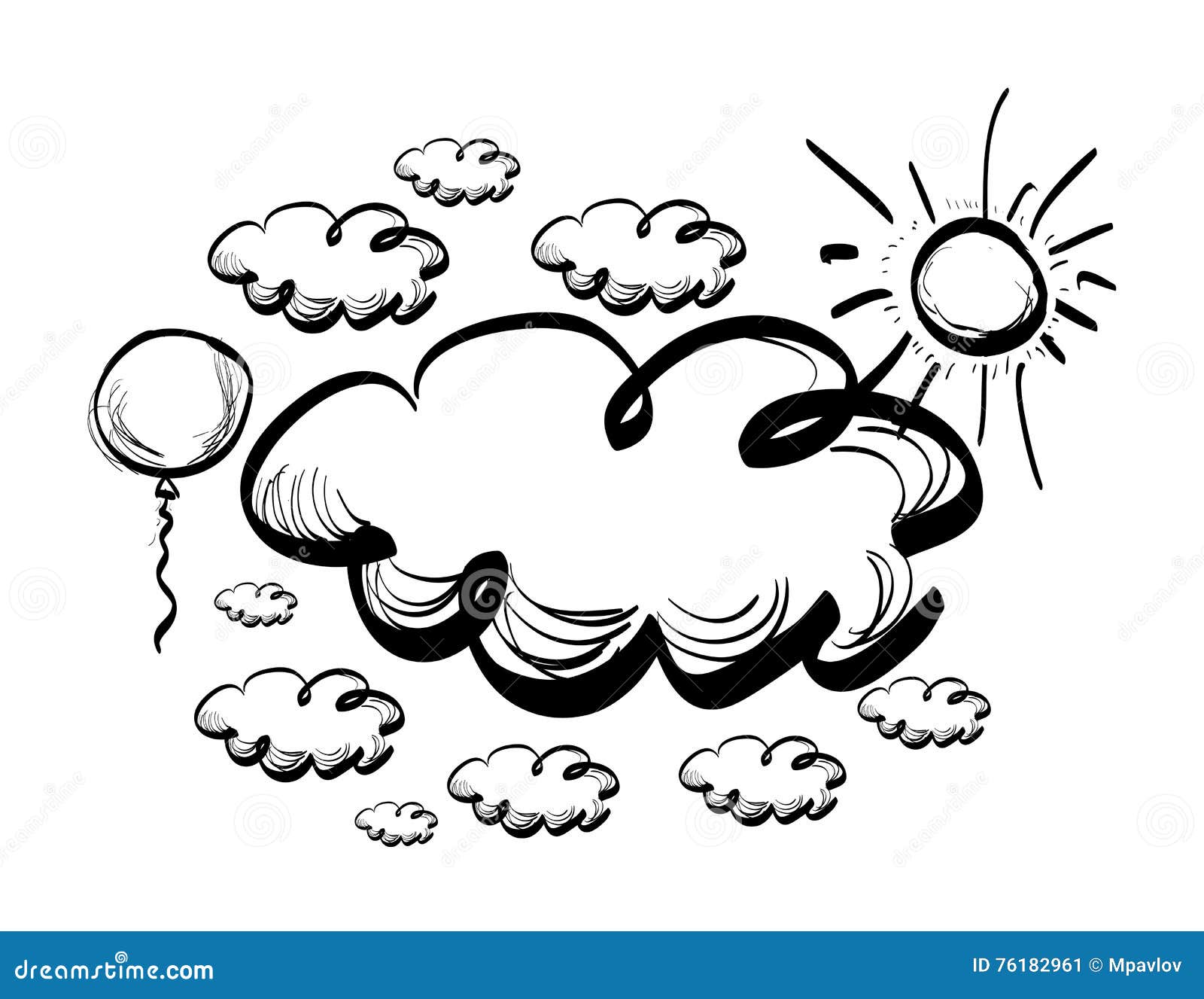 Hand Drawing Sky with Clouds Stock Vector - Illustration of drawn ...