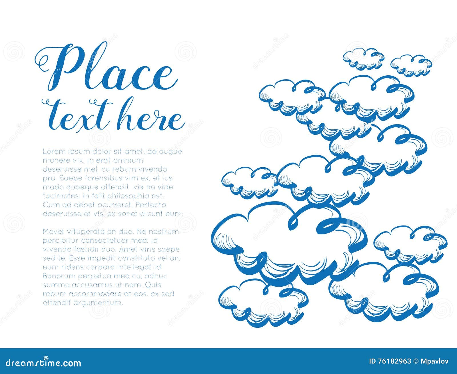 Hand Drawing Sky with Clouds Stock Vector - Illustration of natural ...