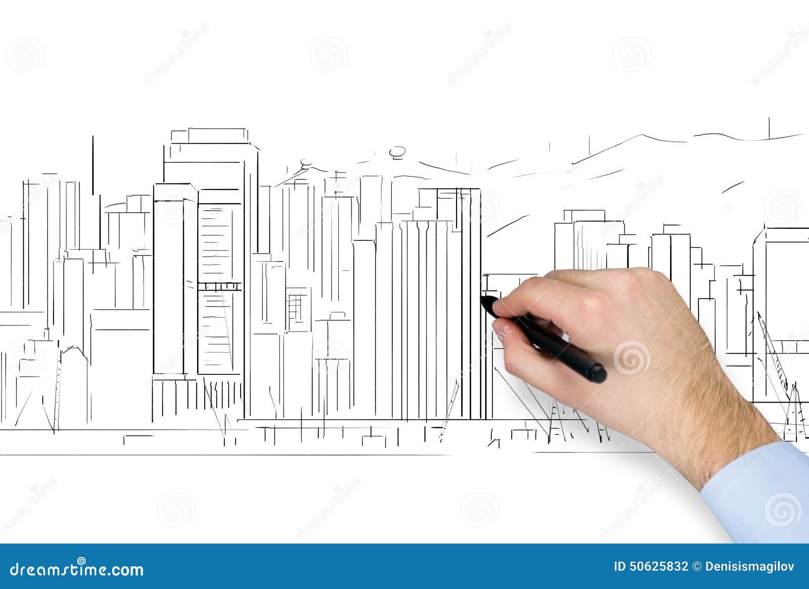 Hand drawing skyscraper stock illustration. Illustration of improvement ...