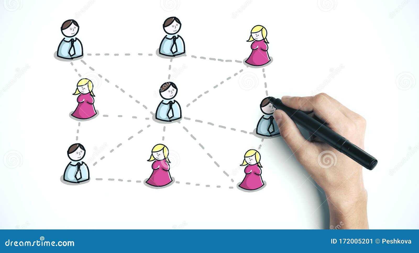 Hand Drawing Social Network Concept Stock Image - Image of fingers ...
