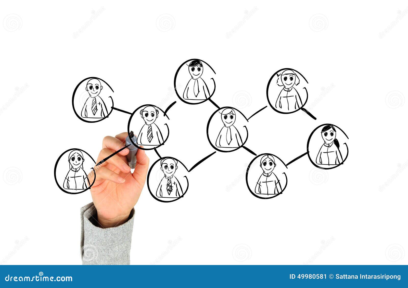 Hand Drawing Social Network Stock Image - Image of business, connection ...