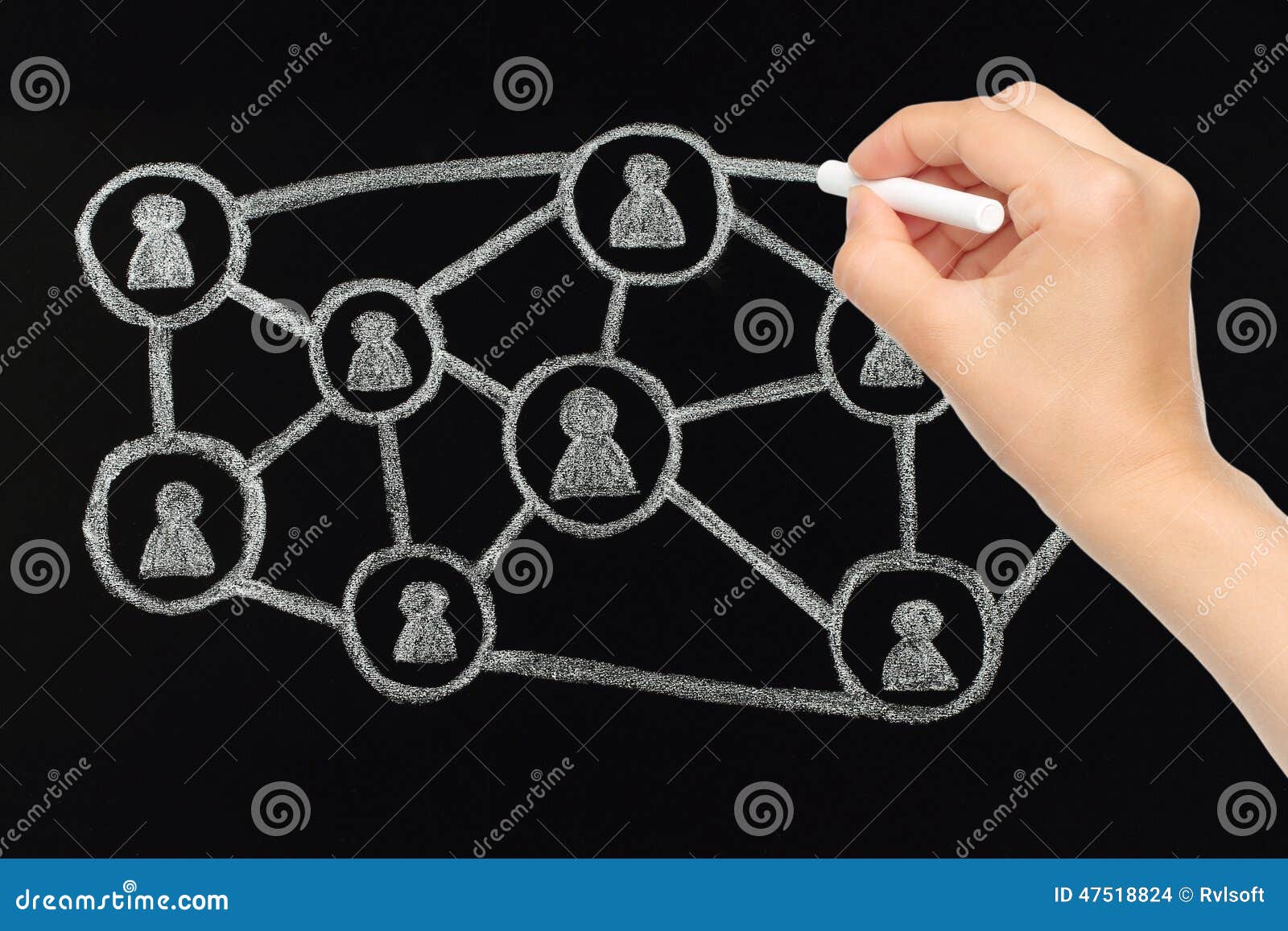Hand Drawing Social Network Scheme with Chalk on Blackboard Stock Photo ...