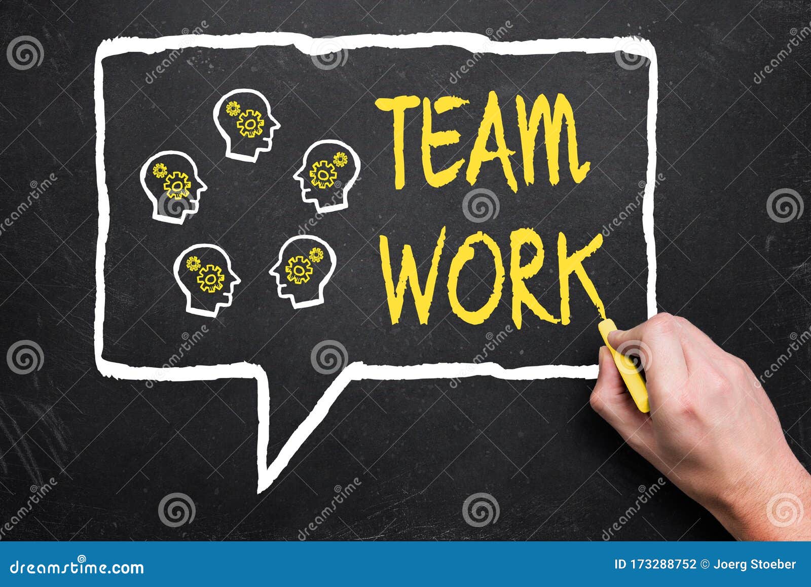 Hand is Drawing Speech Bubble with Text TEAMWORK Stock Photo - Image of ...