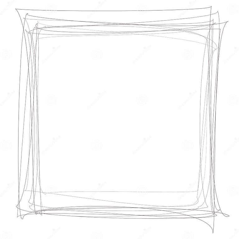 Hand Drawing Square Frame of Curved Contour Line. Line Drawing of an ...