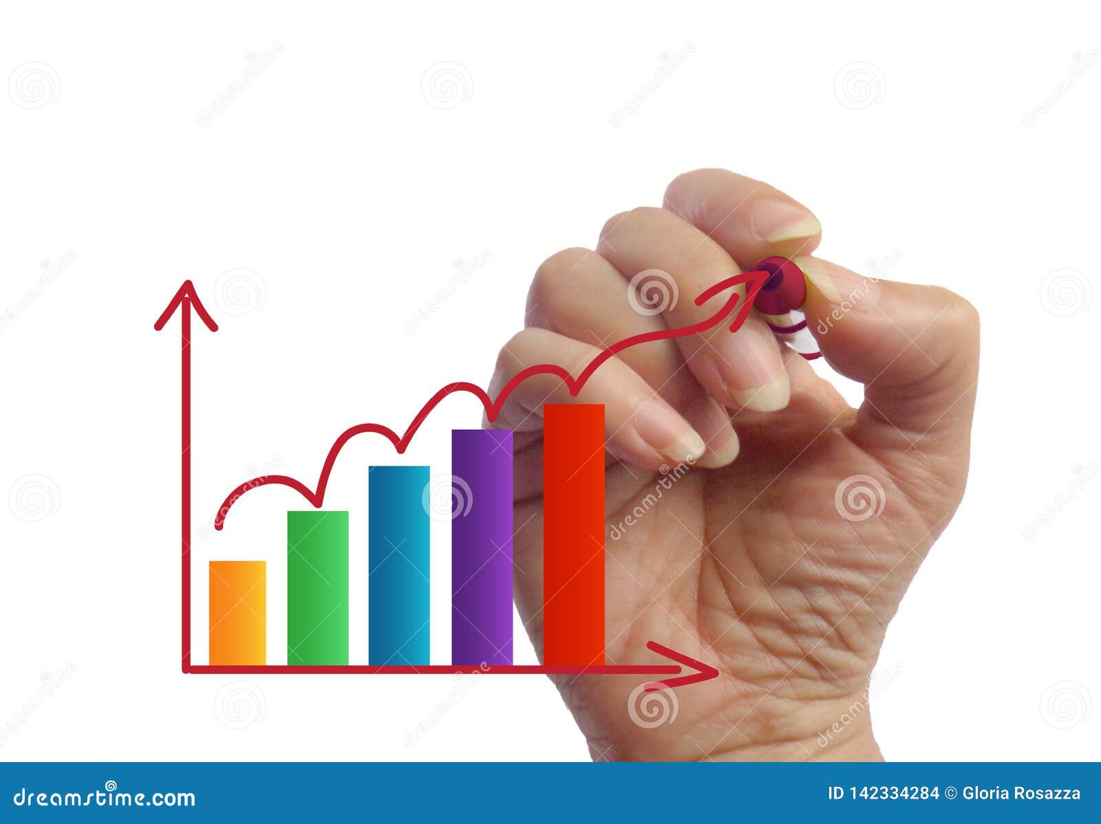 Hand Drawing Statistics Business Bars Stock Illustration - Illustration ...