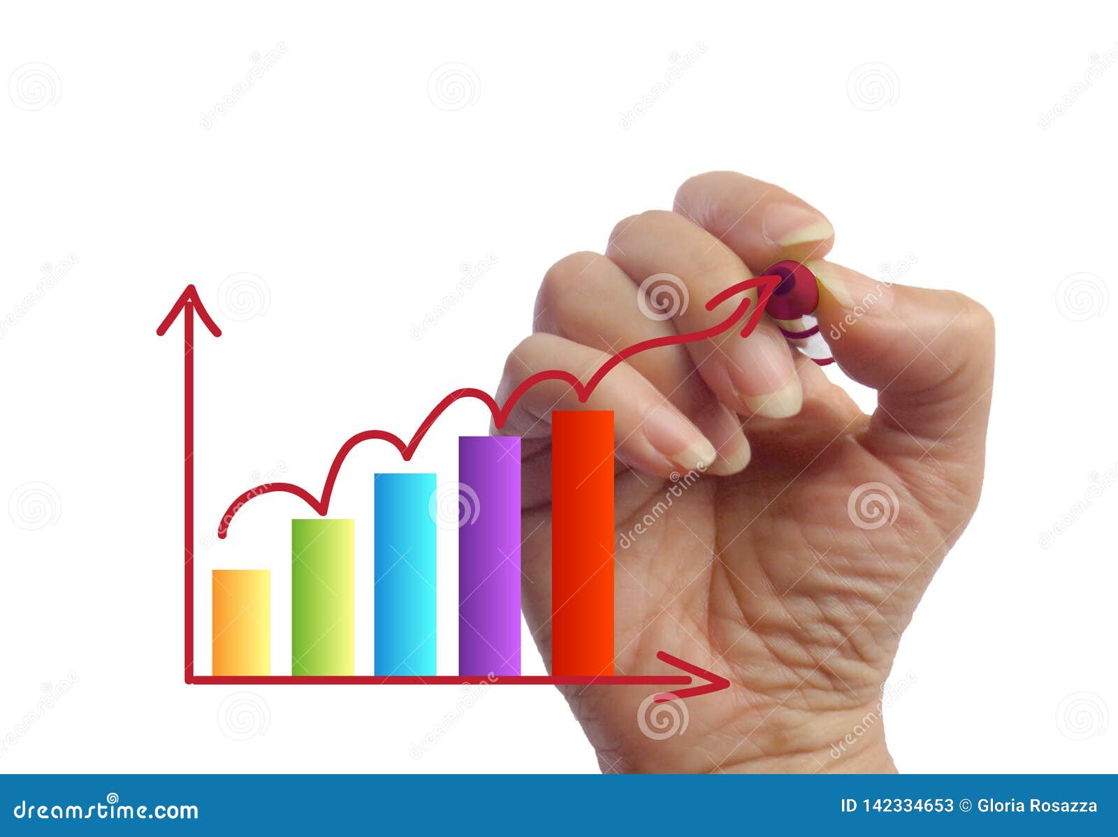 Hand Drawing a Statistics Business Bars Stock Illustration ...
