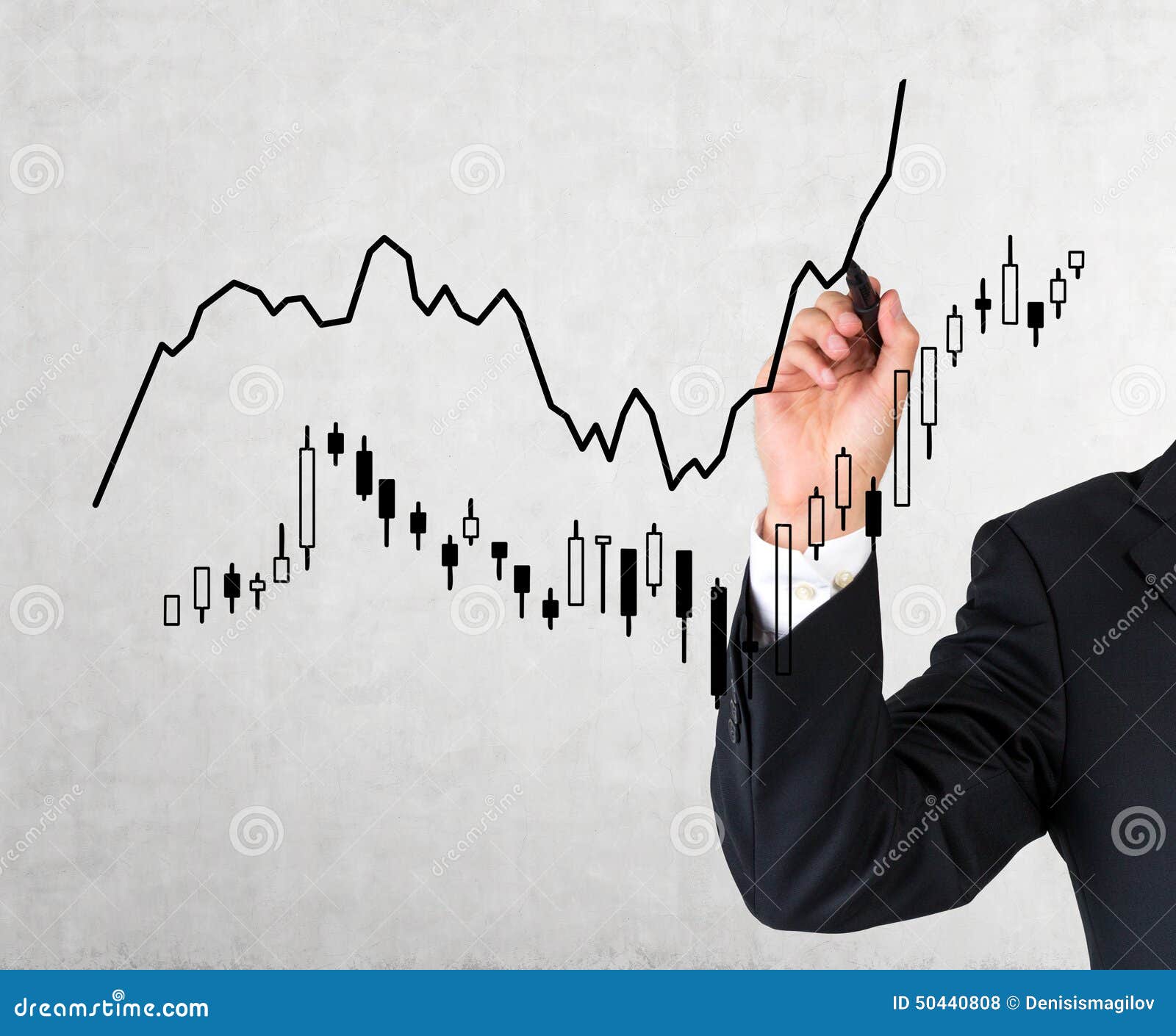 Hand drawing stock chart stock photo. Image of finger - 50440808