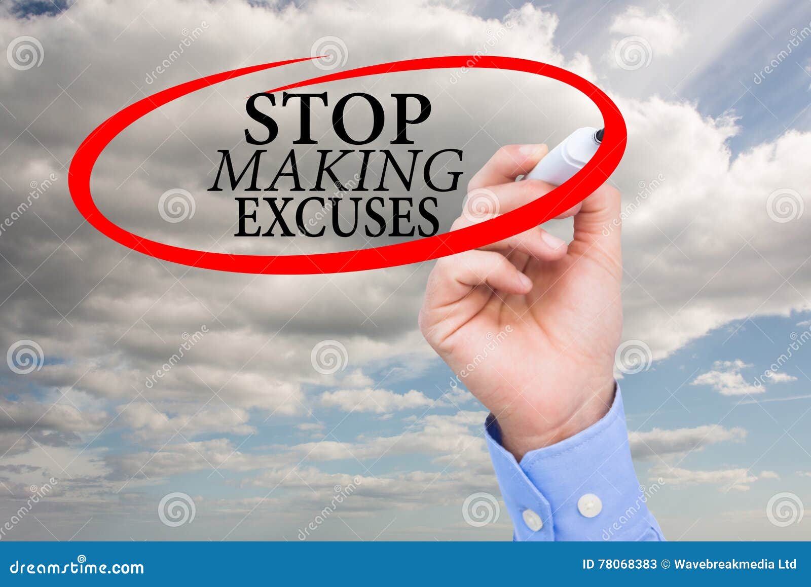 Hand Drawing Stop Making Excuses Graphic Stock Image - Image of holding ...