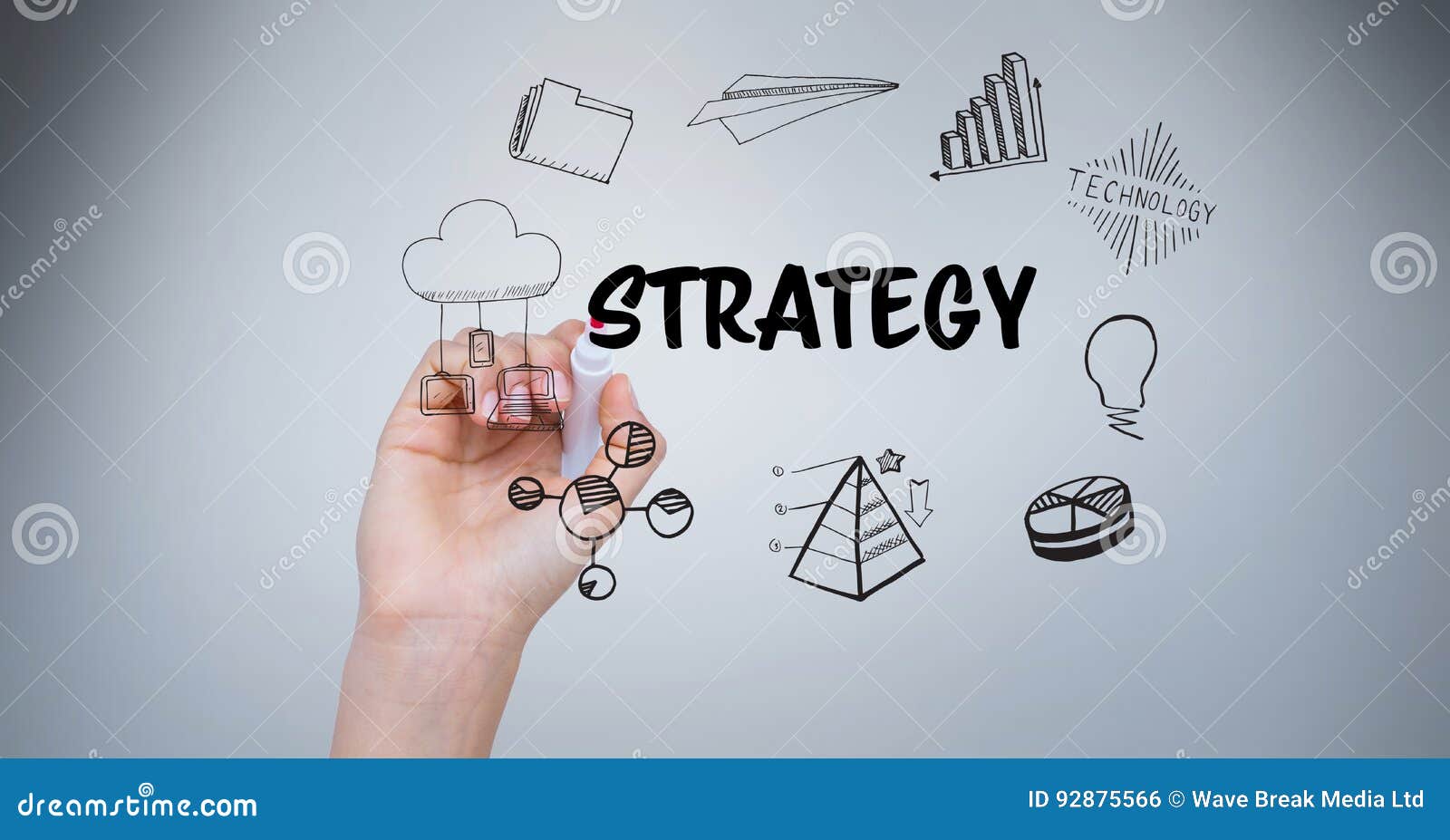 Strategy Text, With Creative Drawing Charts And Graphs Business Success ...
