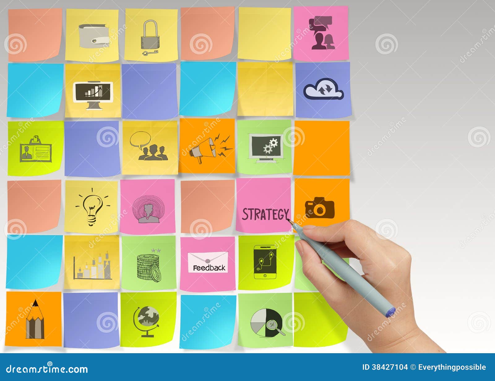Hand Drawing STRATEGY Words on Sticky Note Stock Photo - Image of ...