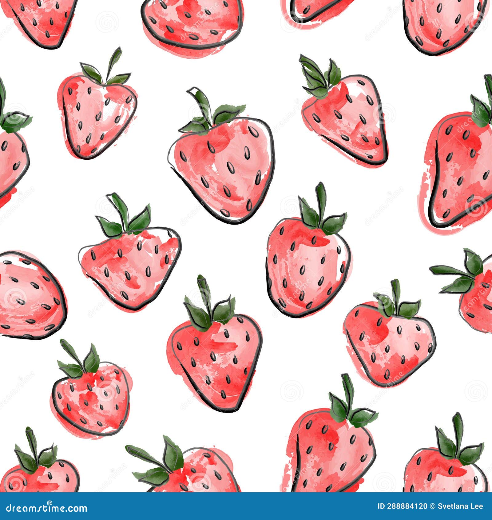 Hand Drawing Strawberry Pattern Illustration Vector Stock Photo - Image ...