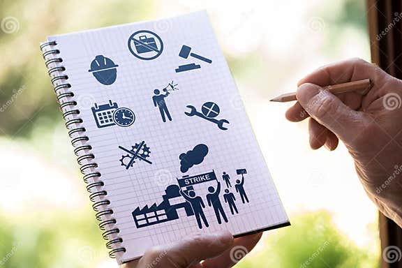 Strike Concept on a Notepad Stock Image - Image of conflict, protest ...
