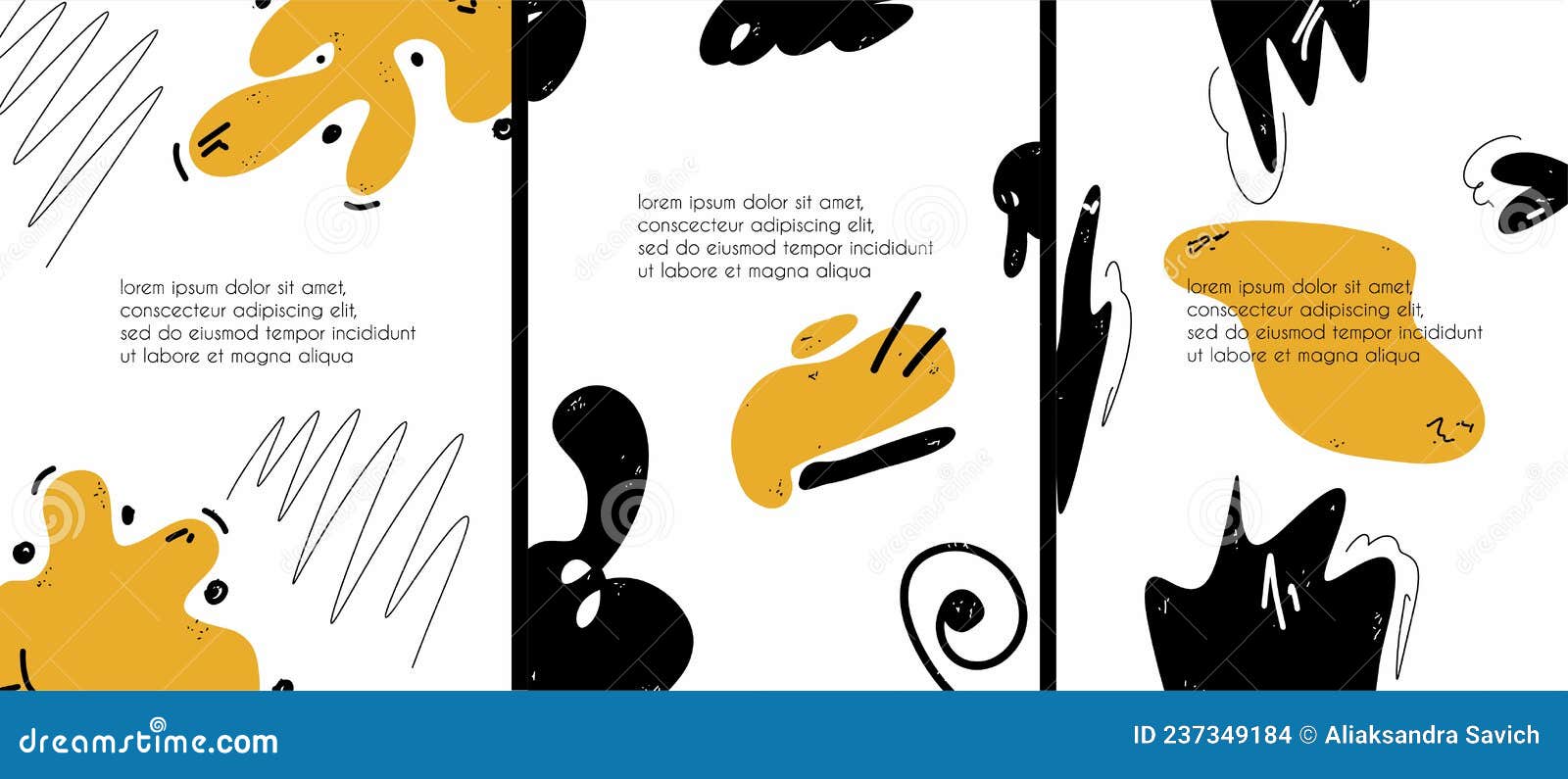 Hand Drawing Style Abstract Texture Flyers Set. Banner Template. Vector ...