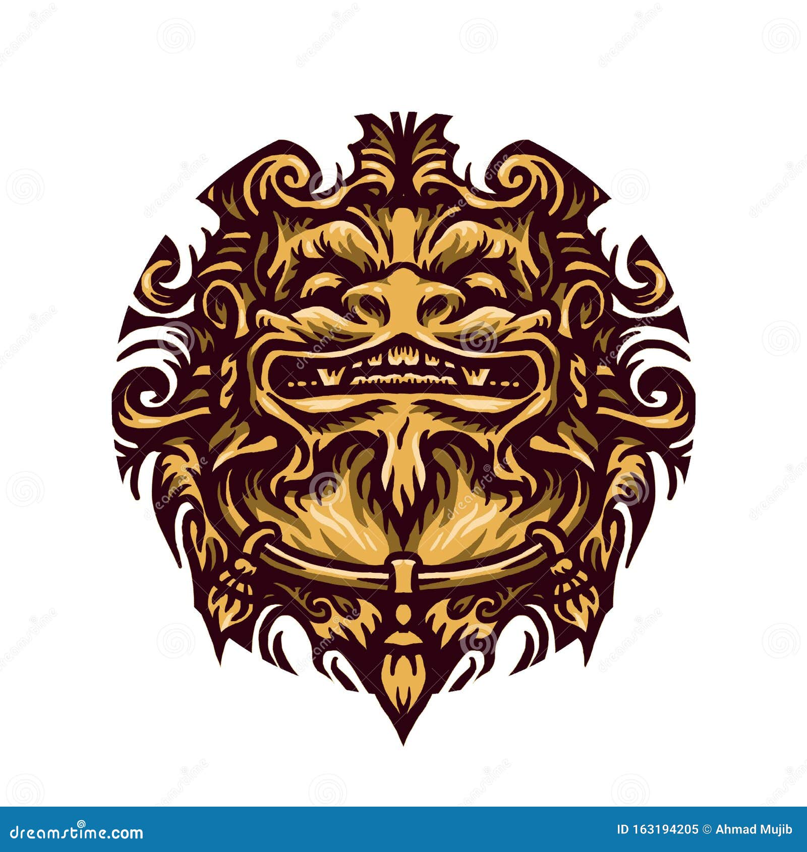 Hand Drawing Style with a Foo Dog Object Use Simple Colors Stock Vector ...