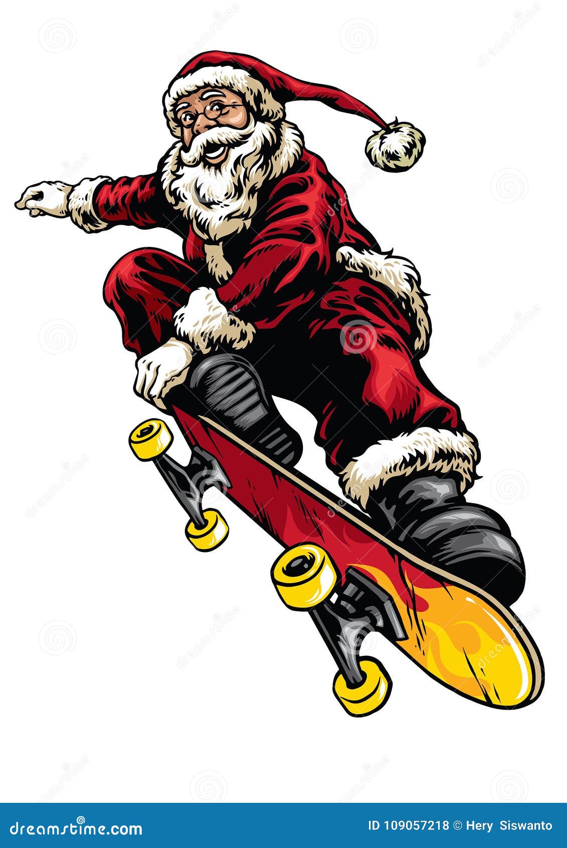 Hand Drawing Style of Santa Claus Riding Skateboard Stock Vector ...