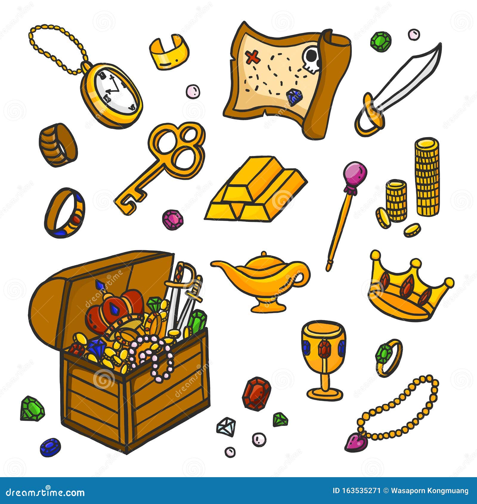 Hand Drawing Styles Treasure.Doodle Treasure Stock Vector ...