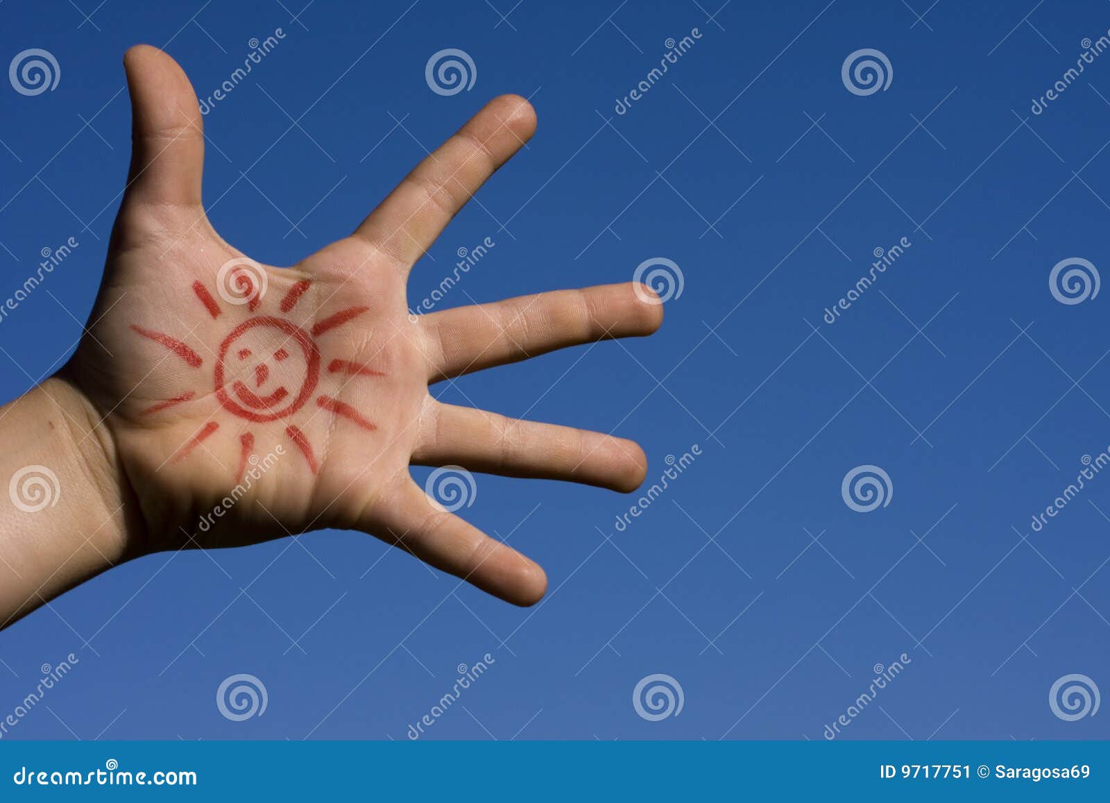 Hand with a drawing sun stock image. Image of expressing - 9717751