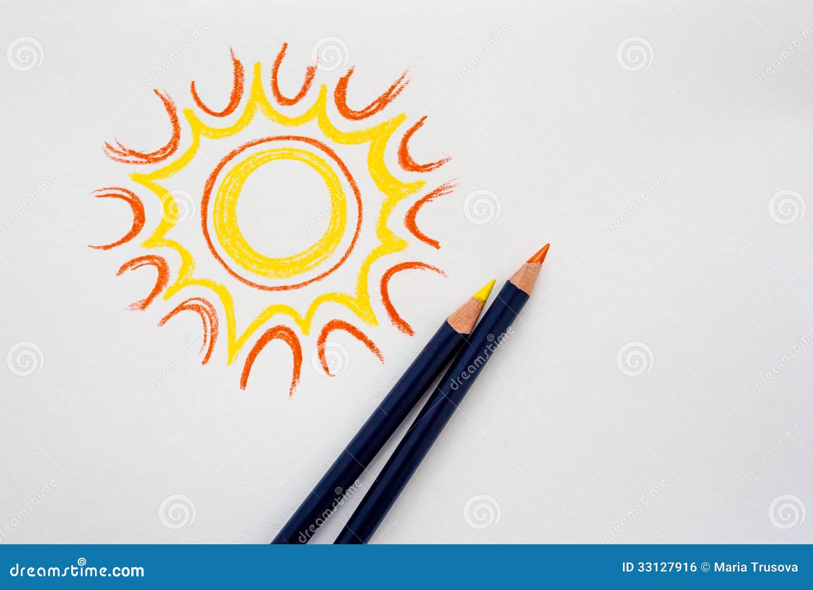 Hand Drawing Sun with Pencils Stock Photo - Image of white, yellow ...