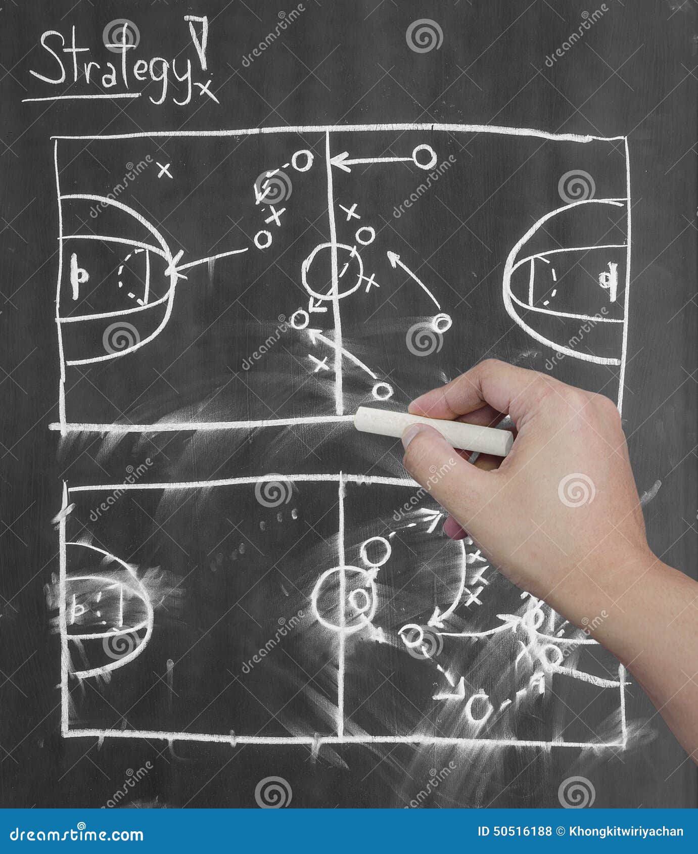 Hand Drawing Tactic Scheme on Board Stock Photo - Image of blackboard ...