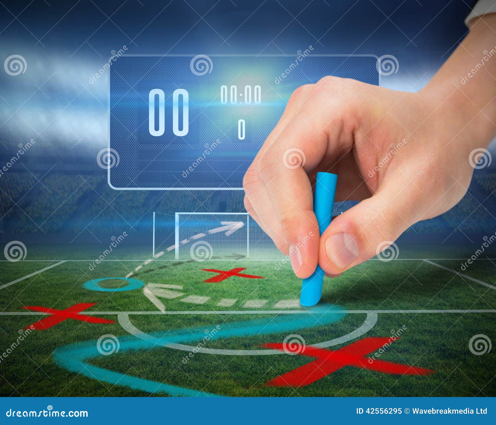 Hand Drawing Tactics on Football Pitch Stock Illustration ...
