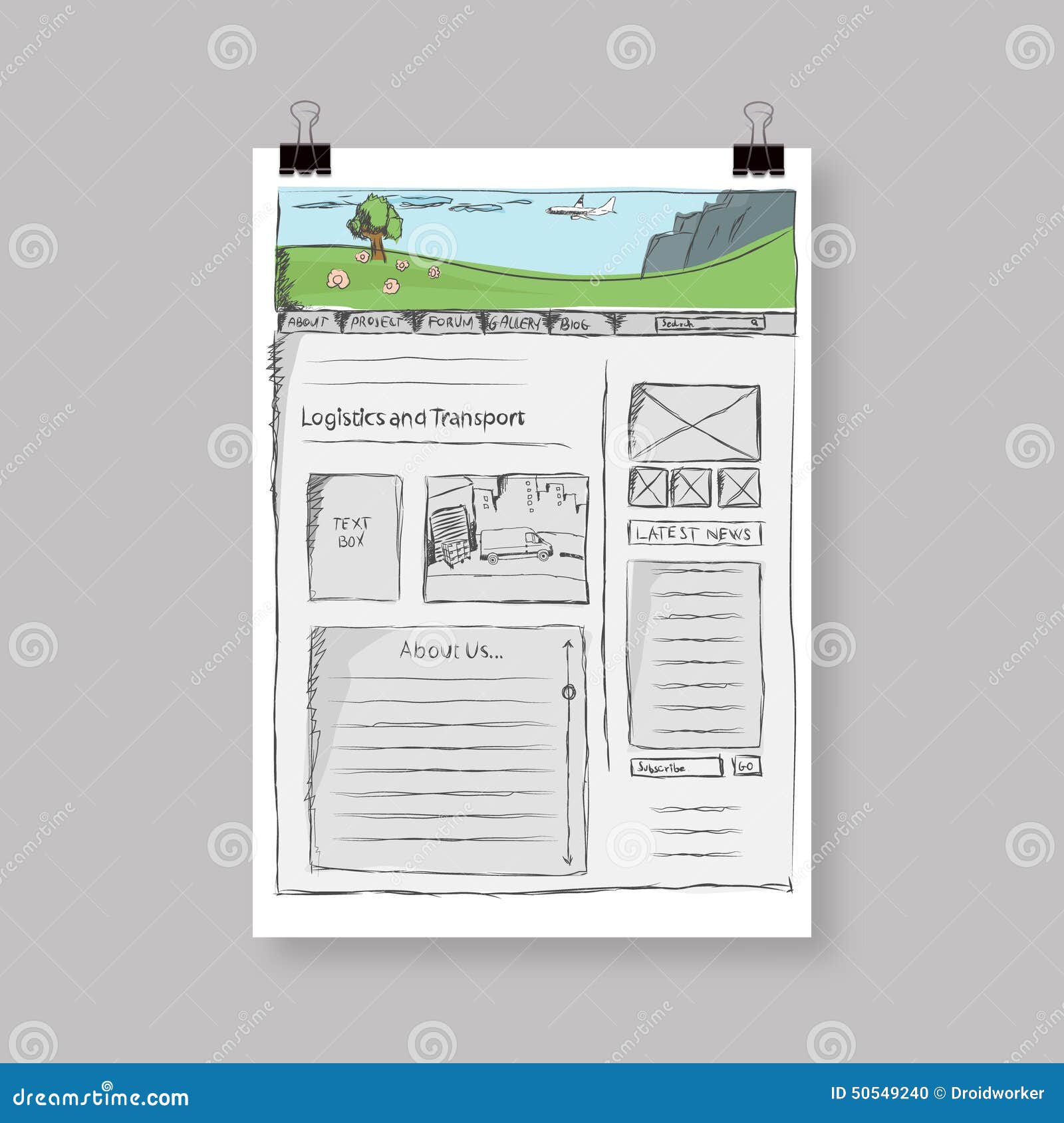 Hand Drawing Template of Website on Paper Sheet Stock Vector ...