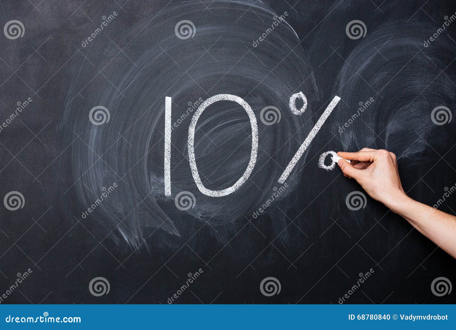 Hand Drawing Ten Percent on Blackboard Stock Photo - Image of price ...