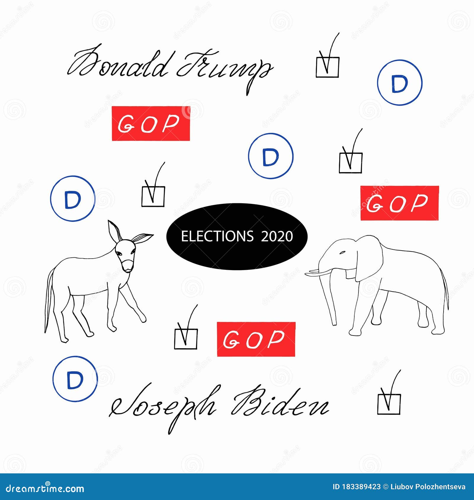 Hand-drawing on the Theme of the US Presidential Election 2020 ...