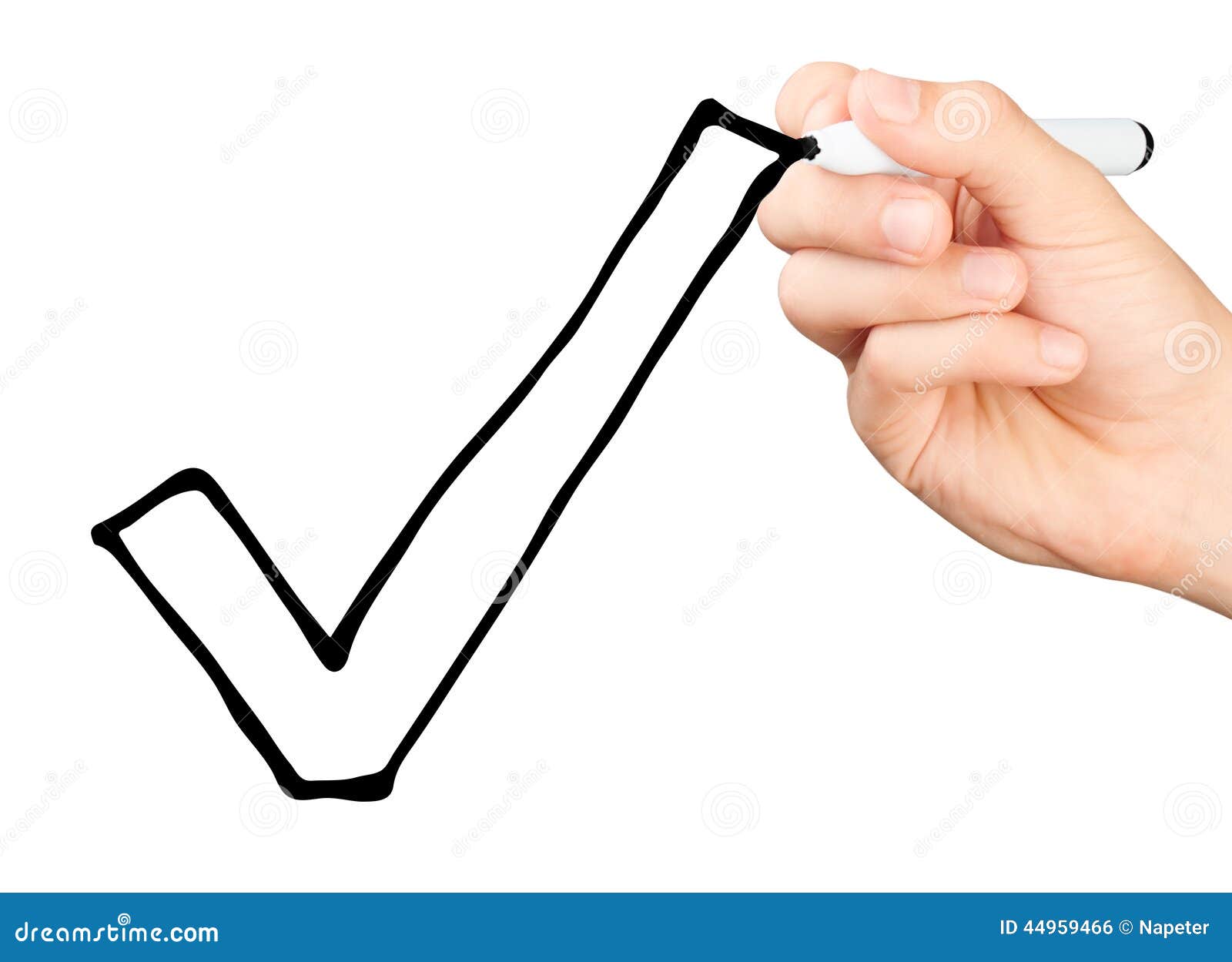 Hand drawing a tick stock photo. Image of business, answer - 44959466
