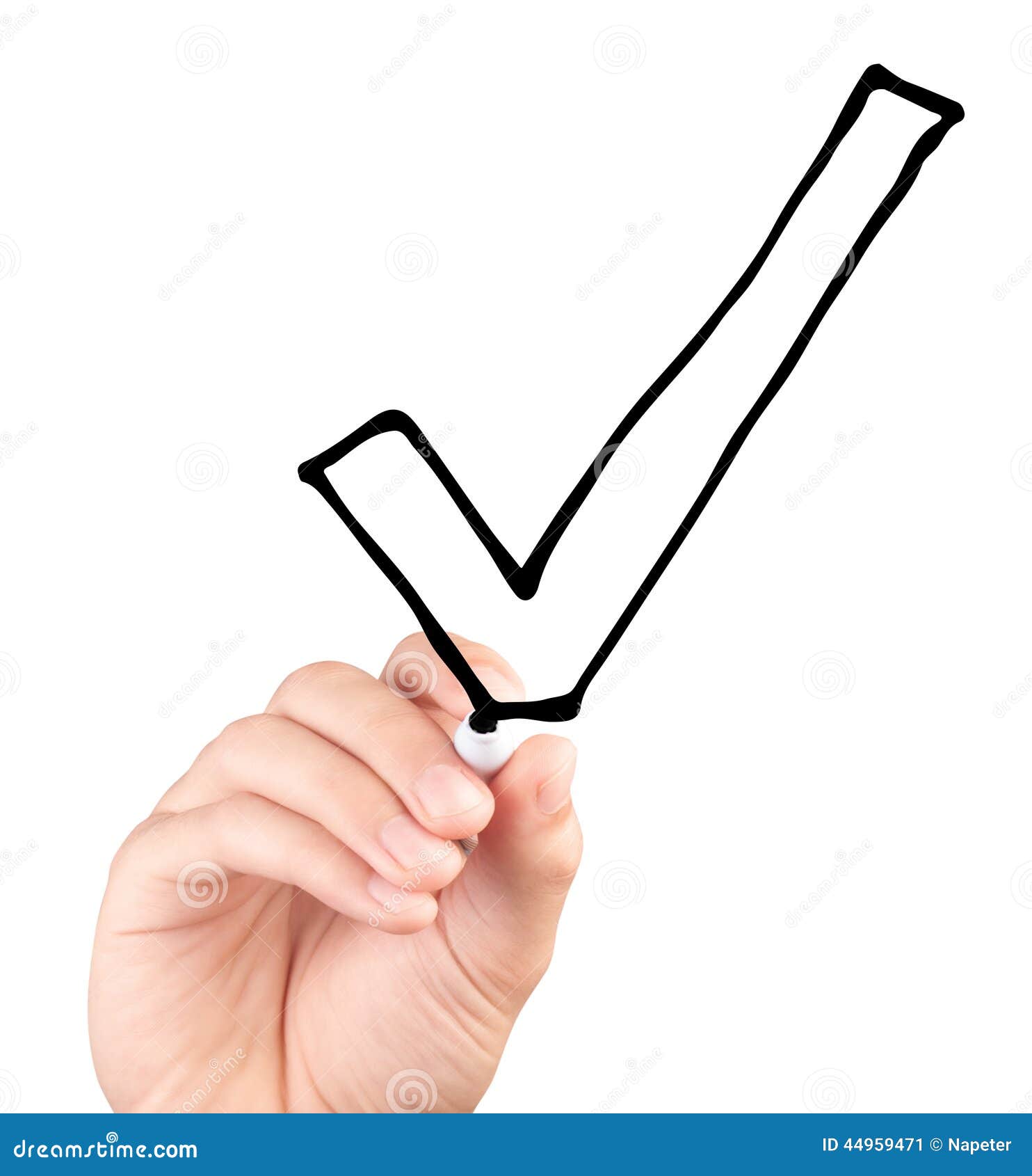 Hand drawing a tick stock image. Image of meeting, check - 44959471