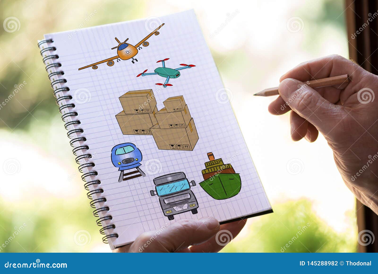 Transportation Concept on a Notepad Stock Photo - Image of global ...