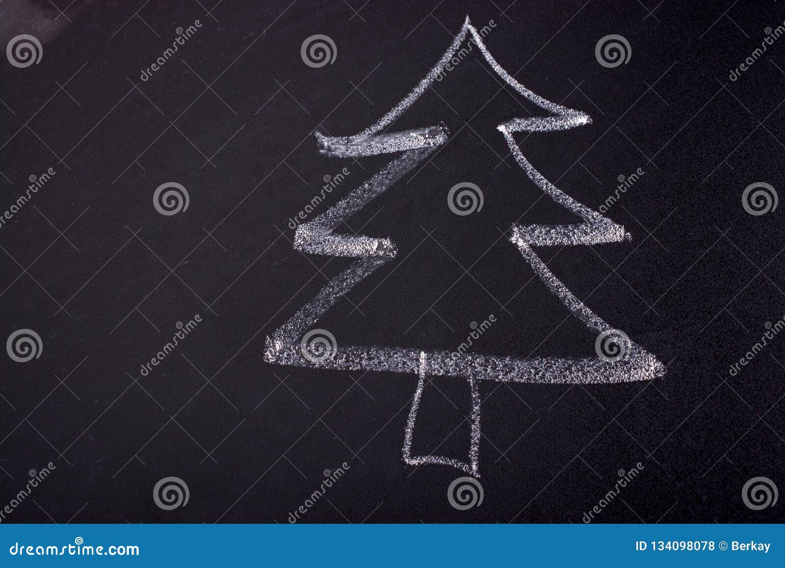 Hand Drawing of Tree with Chalk on Blackboard Stock Photo - Image of ...