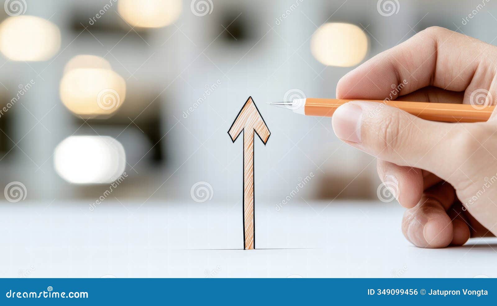 A Hand Drawing an Upward Arrow Pencil Sketch, Symbolizing Growth and ...