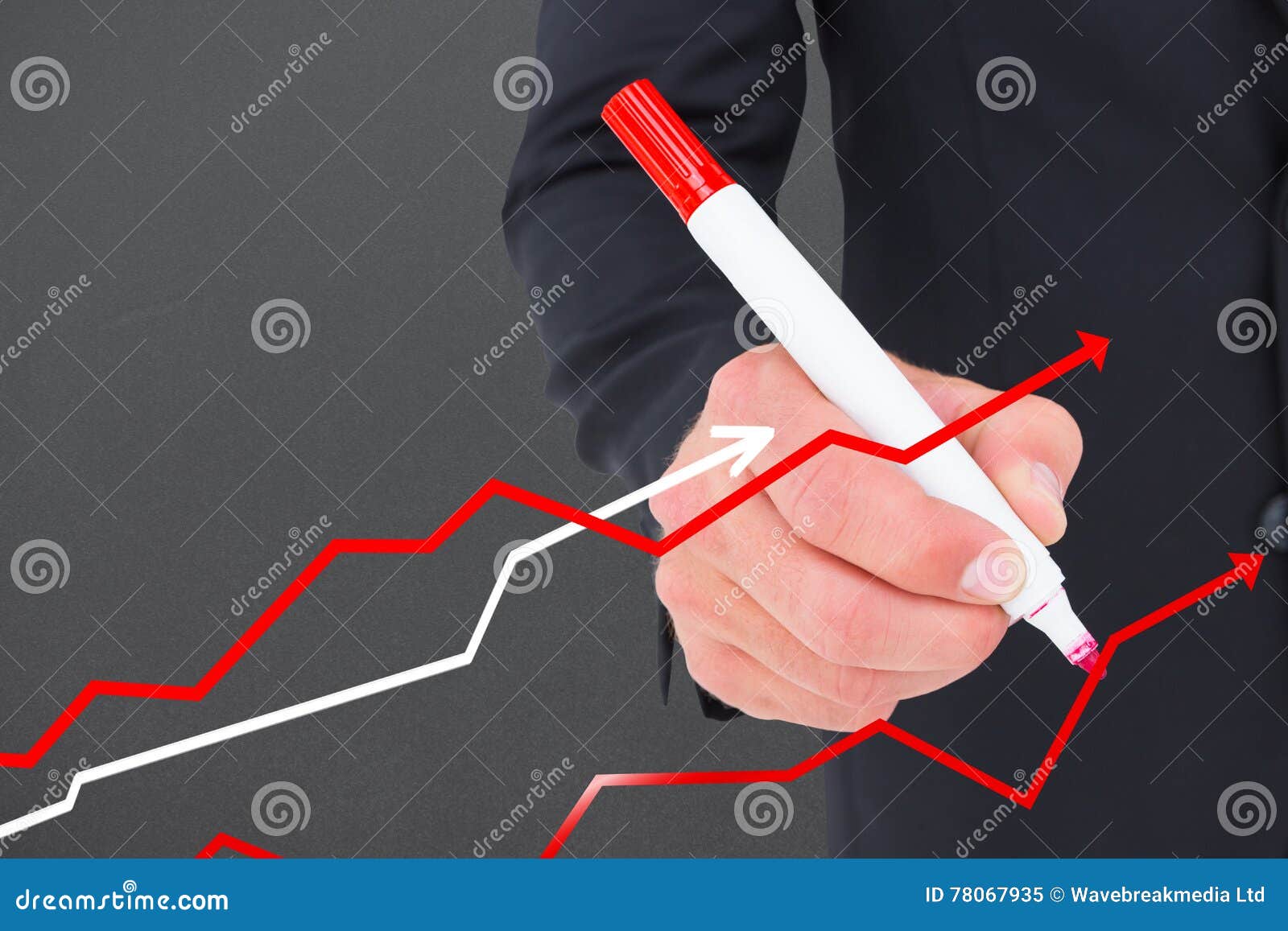 Hand drawing upward graph stock image. Image of arrow - 78067935