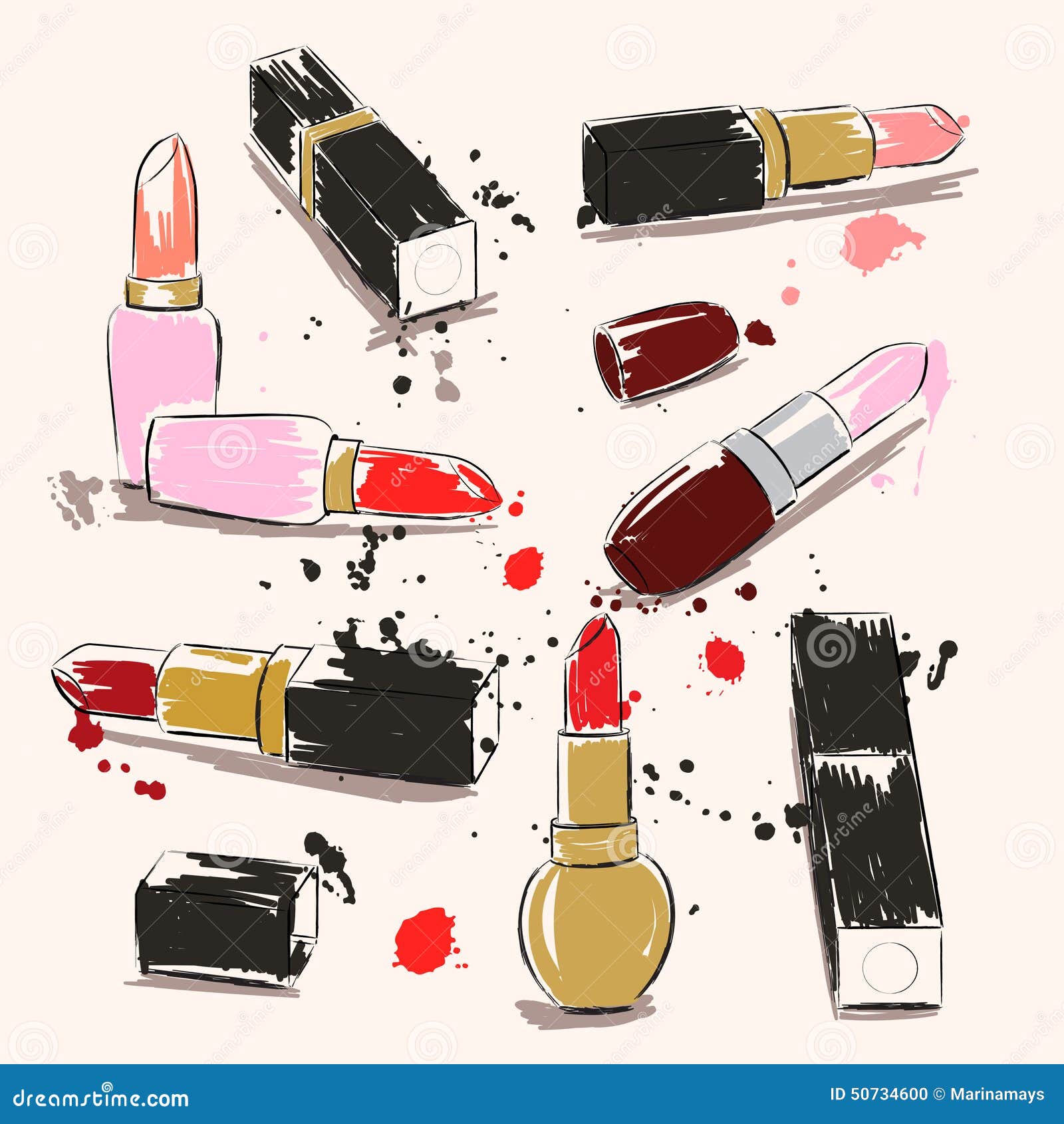Hand Drawing Vector Illustration with Lipstick Stock Vector ...