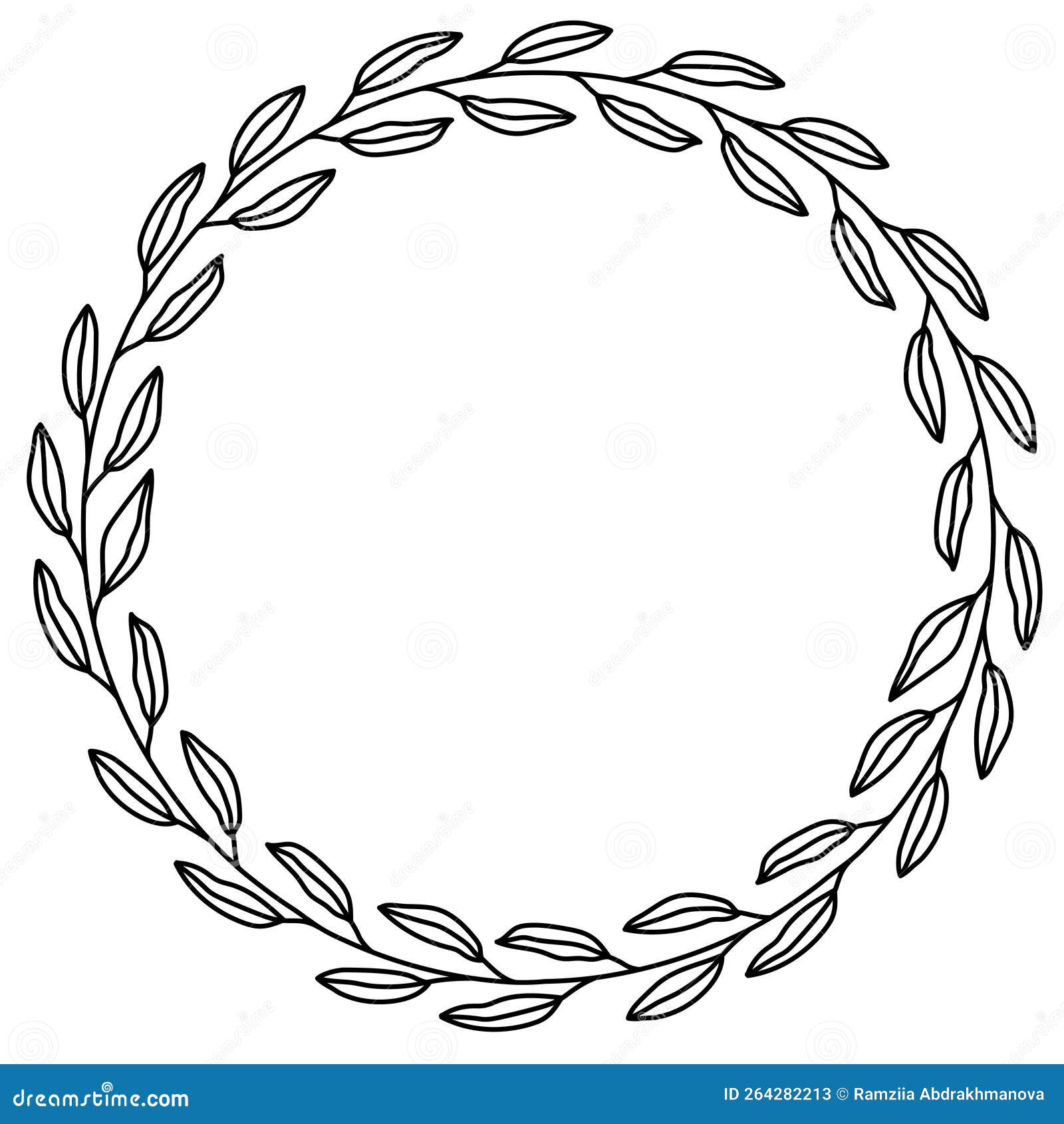 Hand Drawing Vector Round Frame. Leaf Sketh Stock Vector - Illustration ...