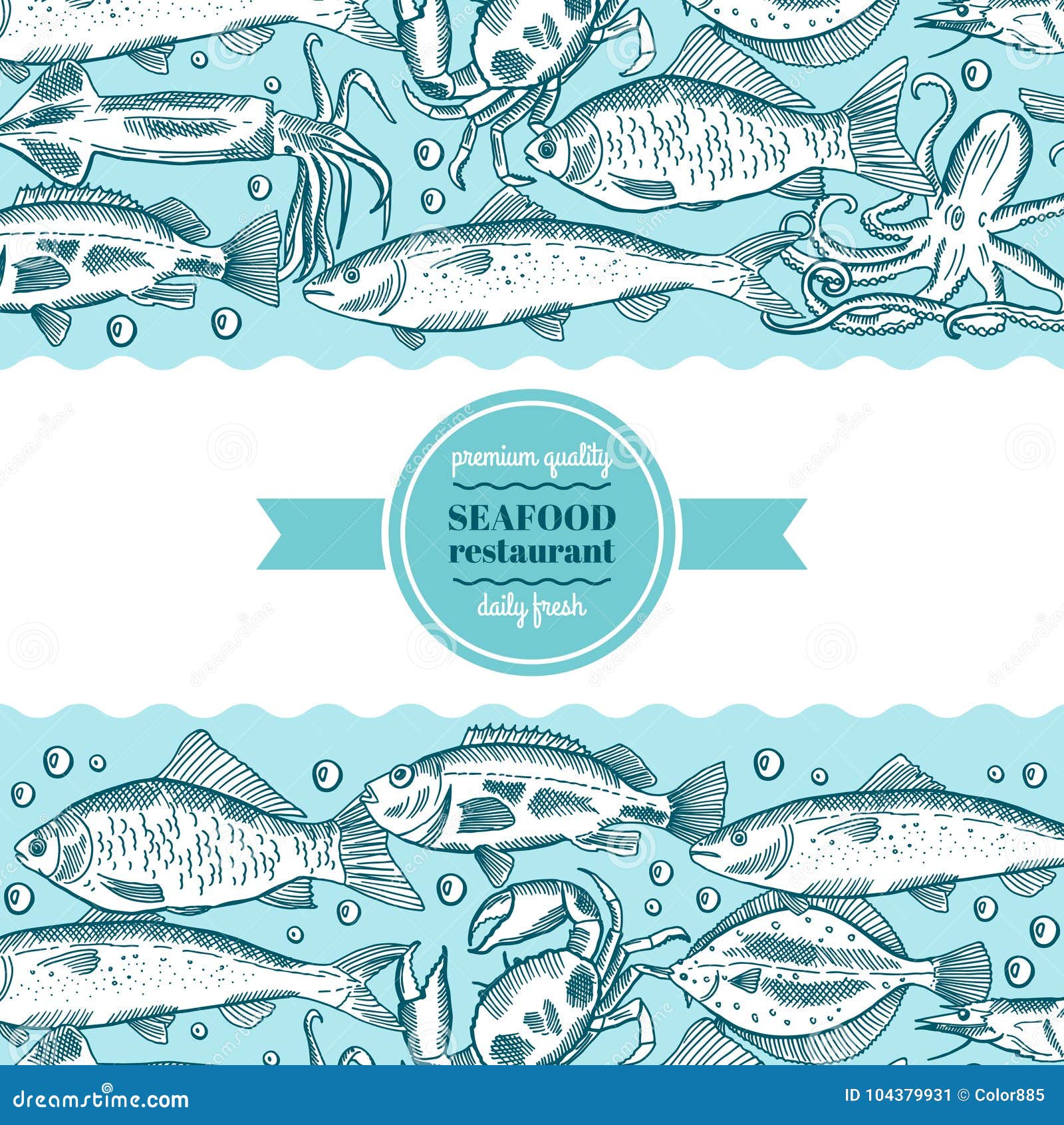 Seafood design. Form style stock vector. Illustration of drawing ...