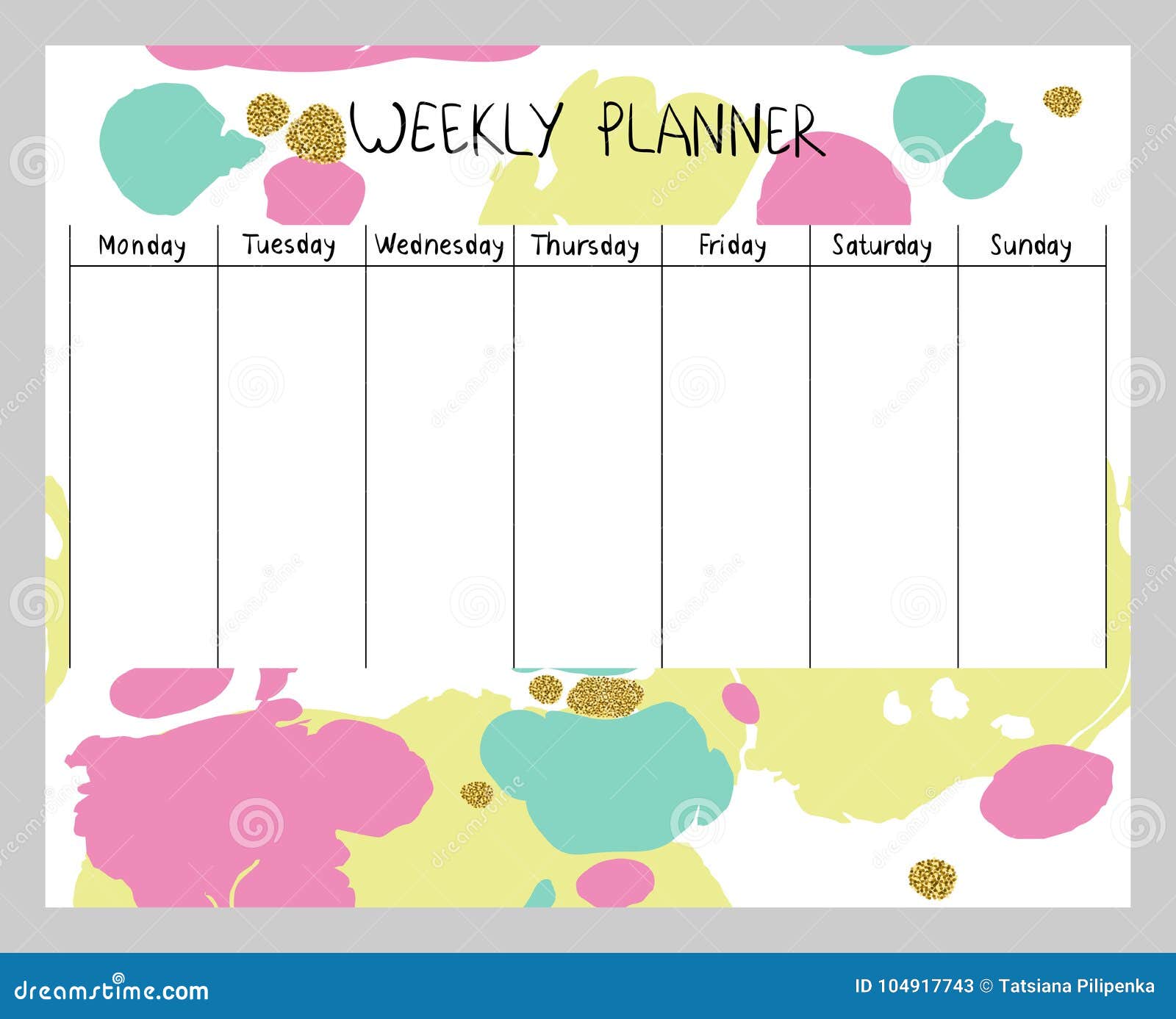 Abstract weekly planner stock vector. Illustration of drawing - 104917743