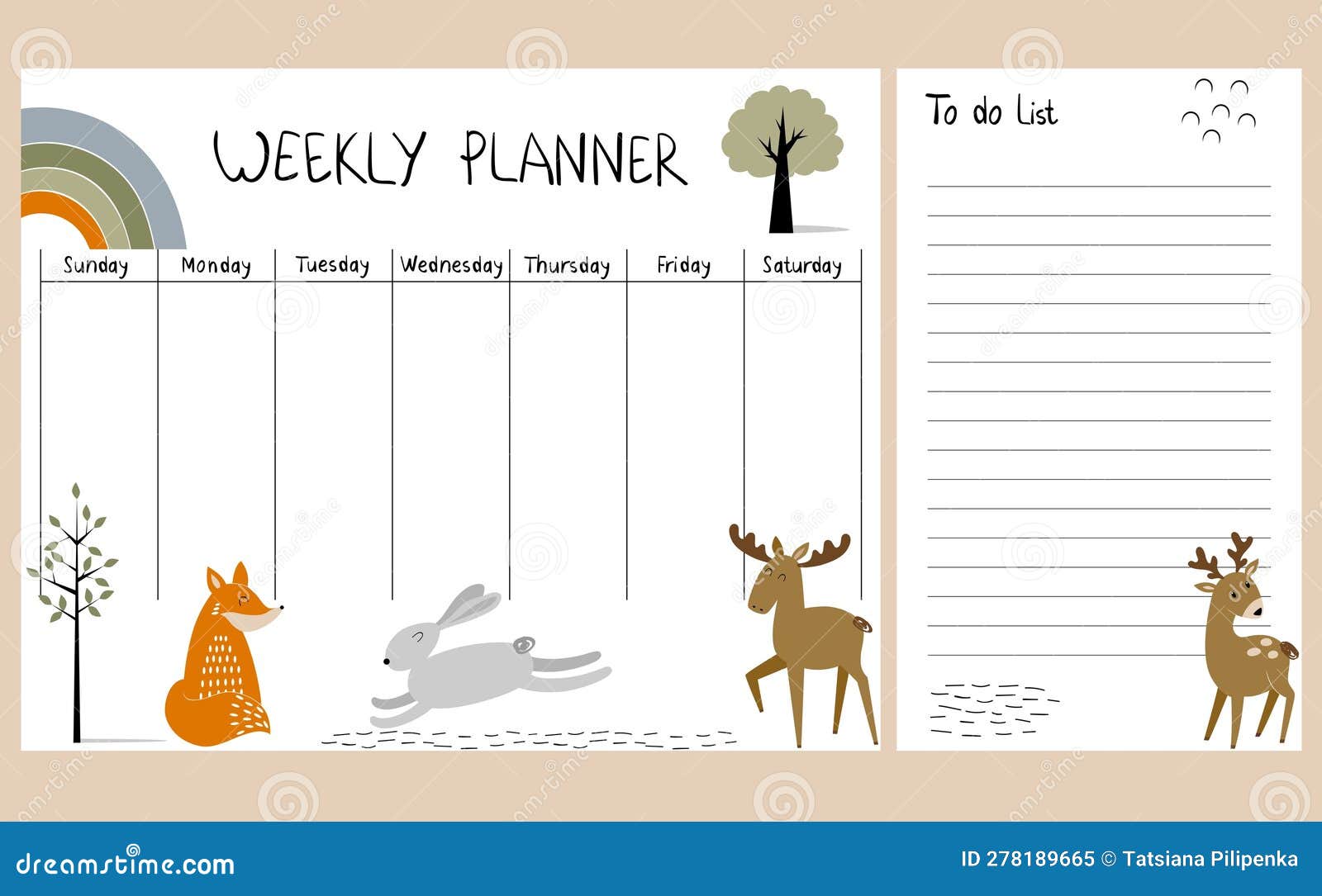 Vector weekly planner stock illustration. Illustration of template ...