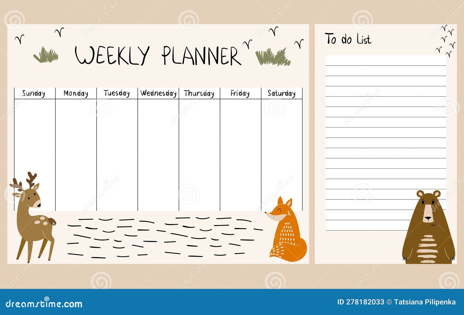 Vector weekly planner stock vector. Illustration of calendar - 278182033